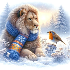 Winter Lion Clipart - 13 High Quality Pngs, Memory Books, Junk Journals ...