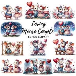 Loving Mouse Couple Clipart - 15 High Quality Pngs, Memory Book, Junk ...