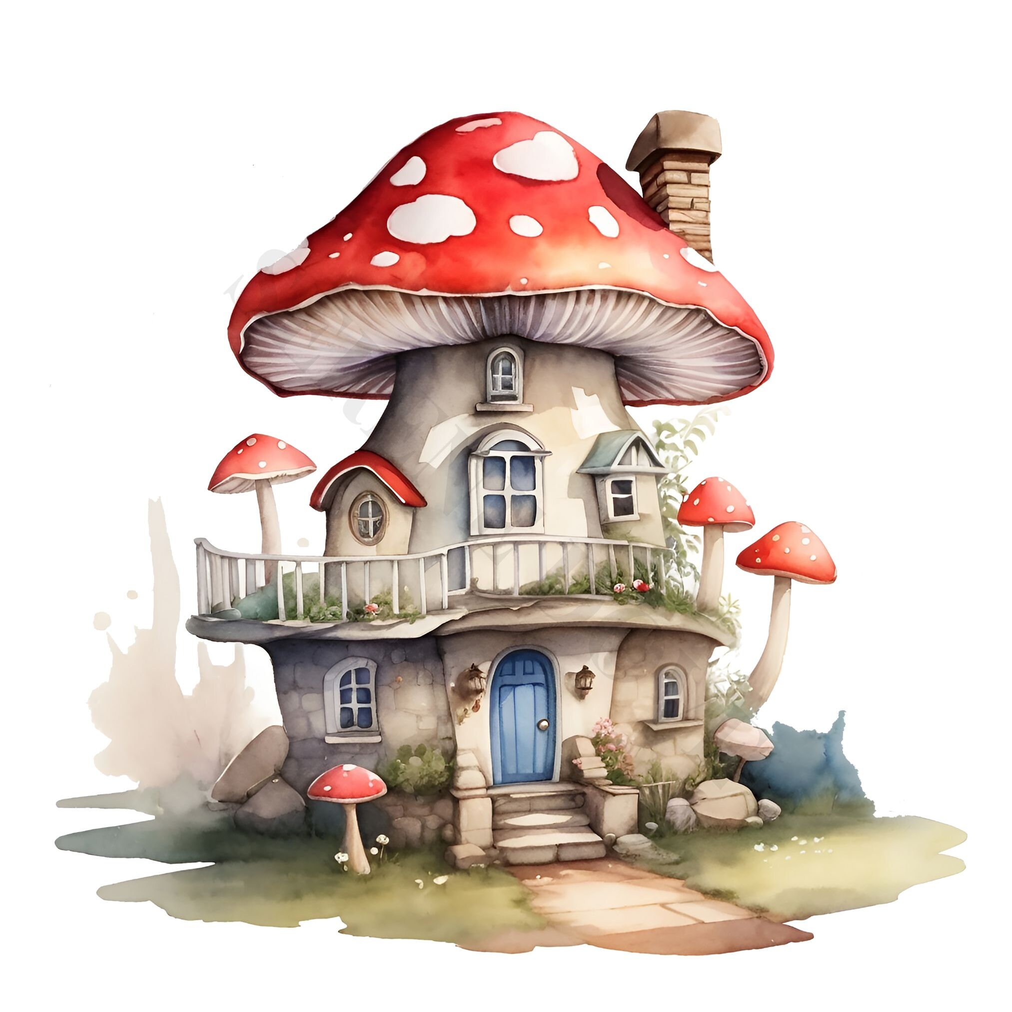 Toadstool House Clipart 10 High Quality Pngs Digital - Etsy