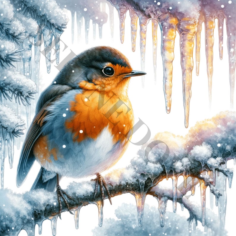 Winter Robin Clipart - 12 High Quality Pngs, Memory Book, Junk Journals ...