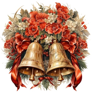 Christmas Bells Clipart - 12 High Quality Pngs, Digital Paper Crafting ...
