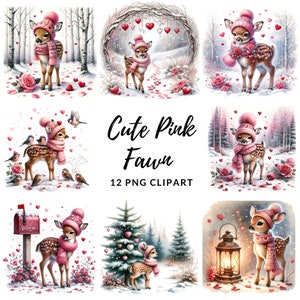 Cute Pink Fawn Clipart - 12 High Quality Pngs, Memory Book, Junk ...