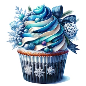 Frosty Winter Cupcake Clipart - 15 High Quality Pngs, Digital Download ...