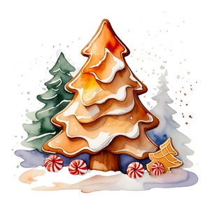 Gingerbread Christmas Tree Clipart - 12 High Quality Pngs, Digital ...