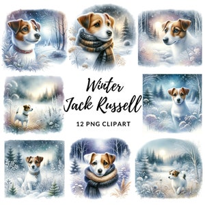 Winter Jack Russell Clipart - 12 High Quality Pngs, Memory Book, Junk ...