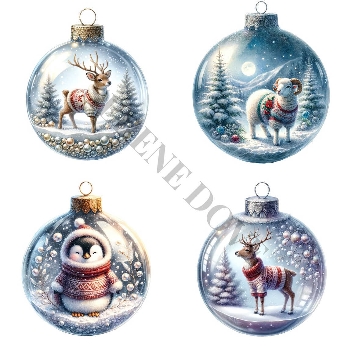 Winter Animals Bauble Clipart - 20 High Quality Pngs, Memory Book, Junk ...