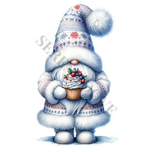 White Christmas Gnome Clipart - 15 High Quality Pngs, Digital Download ...