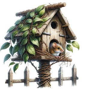 Mouse House Clipart - 14 High Quality Pngs, Digital Download, Card ...