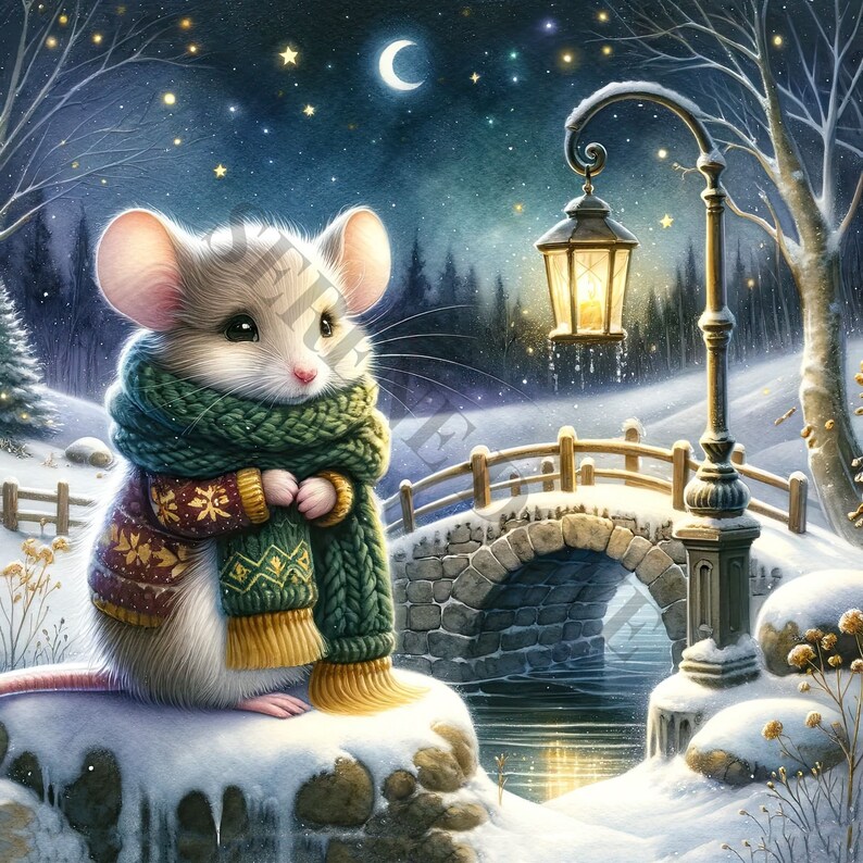 Winter Mouse Clipart - 12 High Quality Pngs, Memory Book, Junk Journals ...