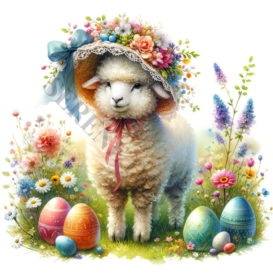 Easter Sheep Clipart - 12 High Quality Pngs, Digital Download, Card ...
