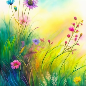 Spring Wildflower Meadow - High Quality PNG Watercolor Digital Planners ...