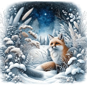 Winter Fox Clipart - 15 High Quality Pngs, Digital Download, Card ...