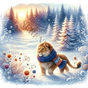 Winter Lion Clipart - 13 High Quality Pngs, Memory Books, Junk Journals ...