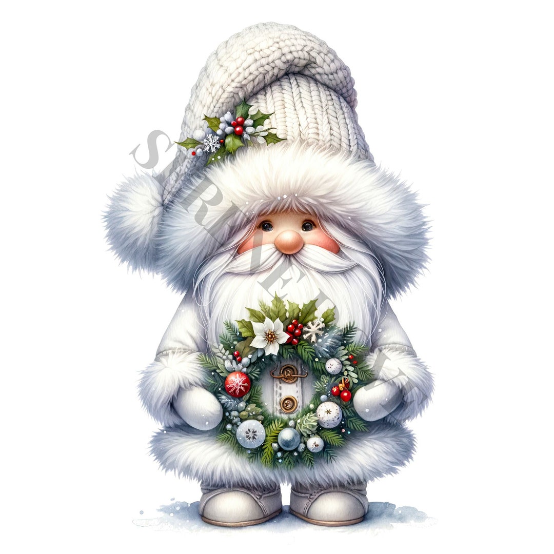 White Christmas Gnome Clipart - 15 High Quality Pngs, Digital Download ...