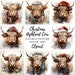 Christmas Highland Cow Clipart - 12 High Quality Jpgs, Digital Paper ...