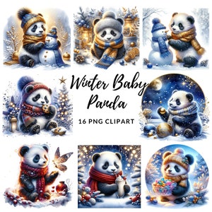 Winter Baby Panda Clipart 16 High Quality Pngs, Memory Book, Junk ...