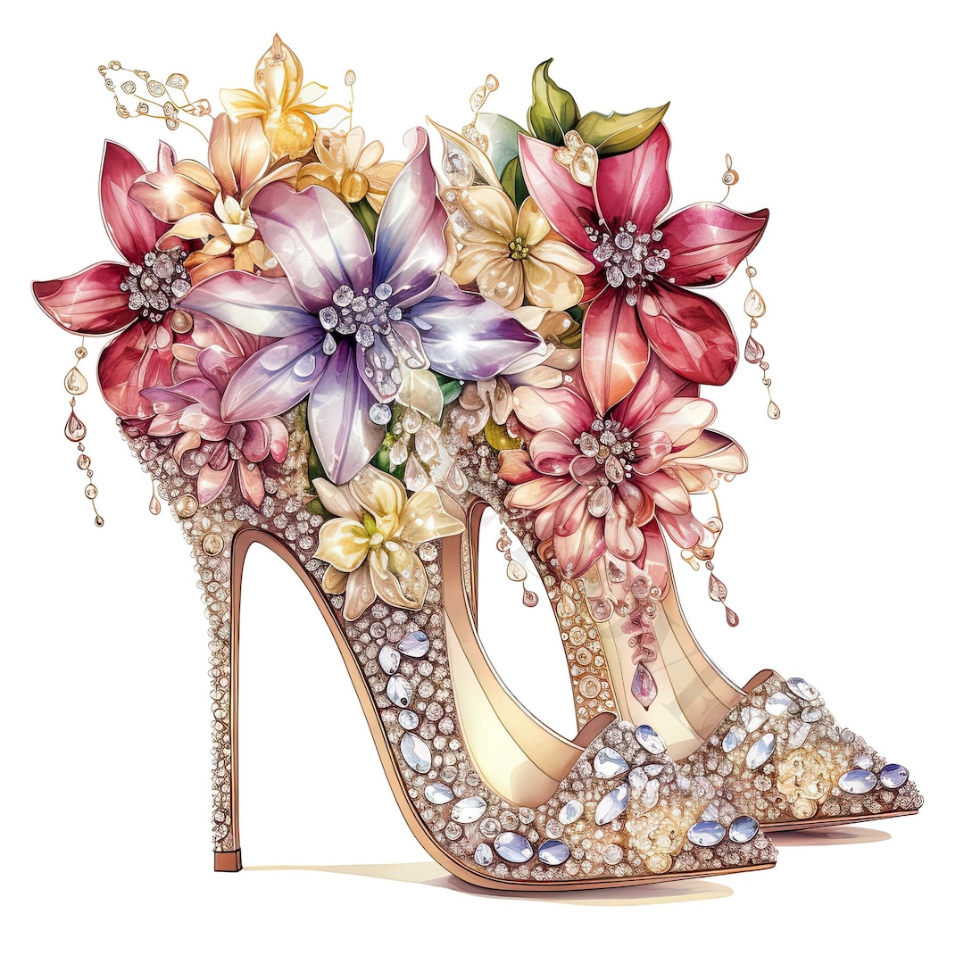 Floral High Heels Clipart - 12 High Quality Pngs, Digital Paper ...