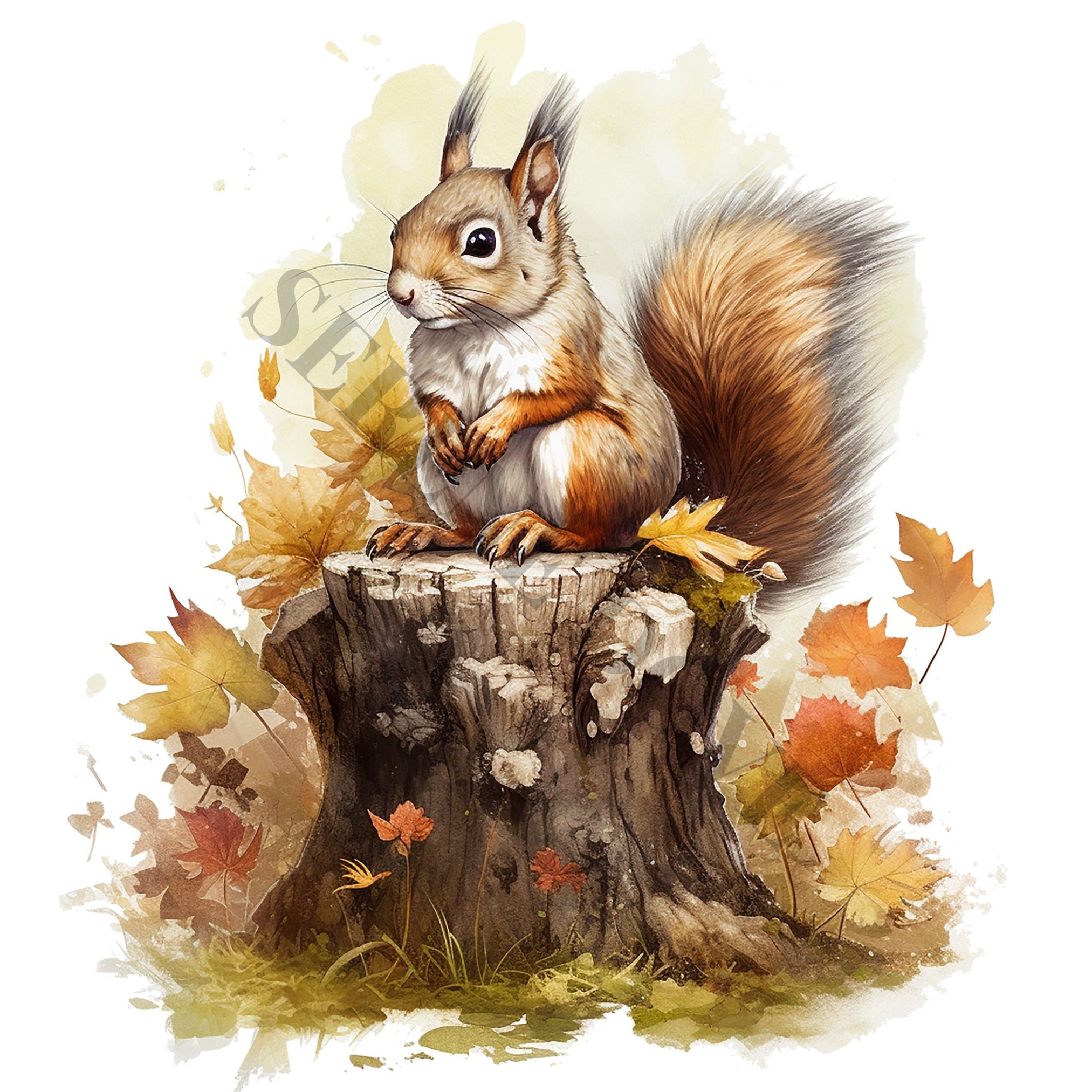 Autumn Squirrel Clipart 12 High Quality Pngs Digital - Etsy