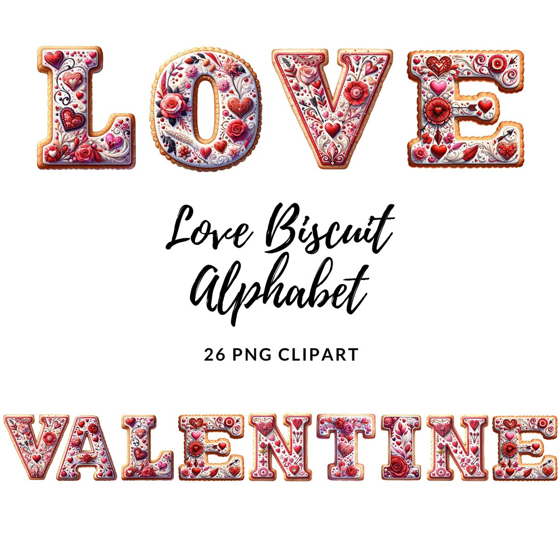 Love Biscuit Alphabet Clipart - 26 High Quality Pngs, Digital Download ...