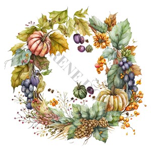 Thanksgiving / Autumn Wreath Clipart - 12 High Quality Pngs, Memory ...