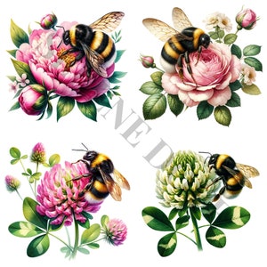 Bumblebee on Flower Set 2 Clipart - 17 High Quality Pngs, Memory Book ...