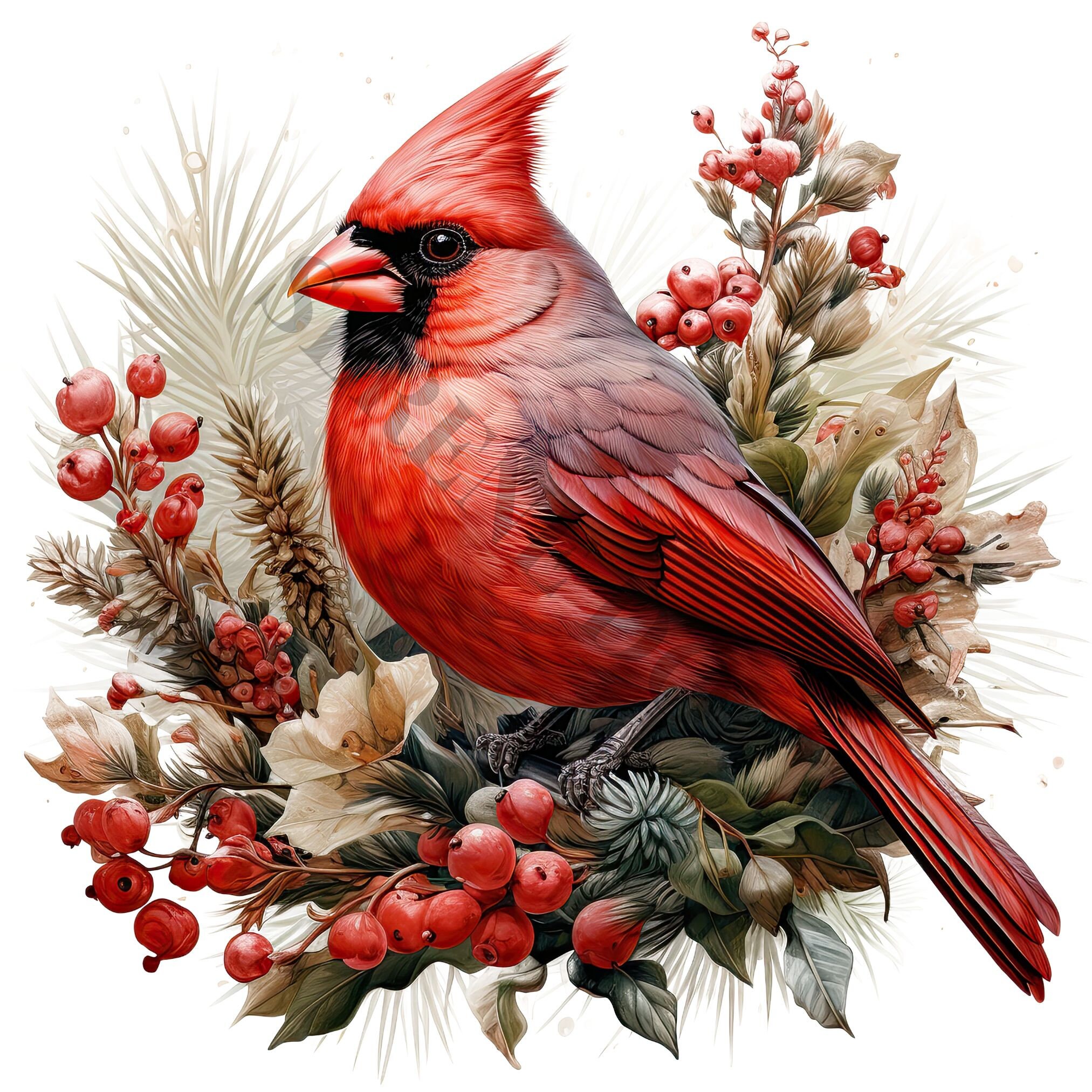 Christmas Red Cardinal Clipart - 12 High Quality Pngs, Memory Book ...