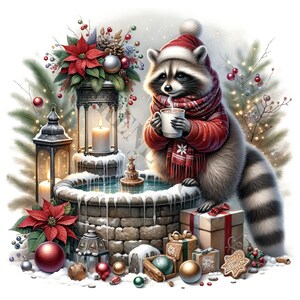 Christmas Raccoon Clipart - 13 High Quality Pngs, Memory Book, Junk ...