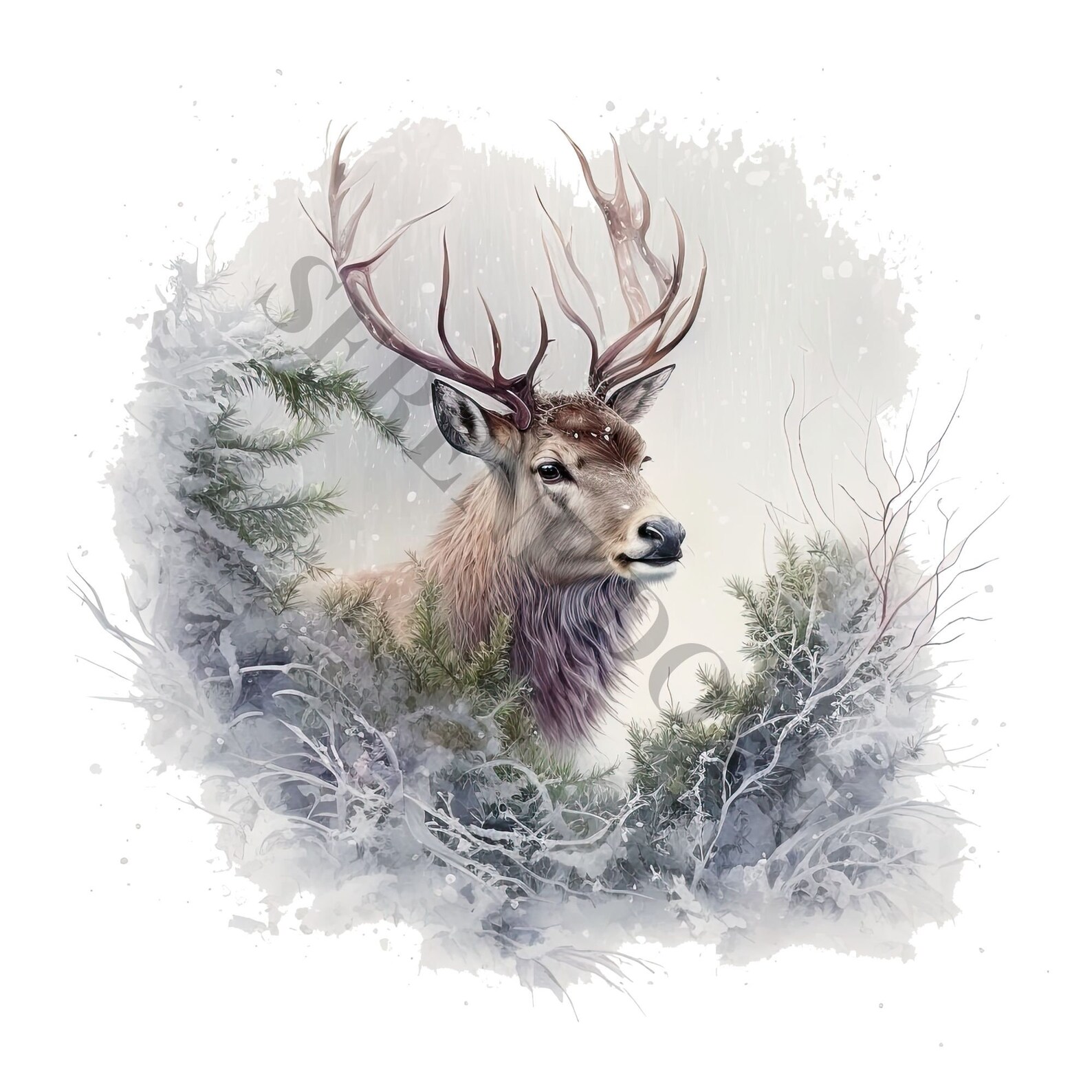Winter Stag Clipart - 12 High Quality Pngs, Digital Paper Crafting ...
