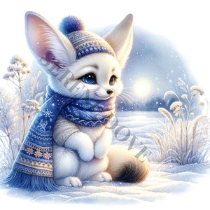 Winter Fennec Fox Clipart - 12 High Quality Pngs, Digital Download ...