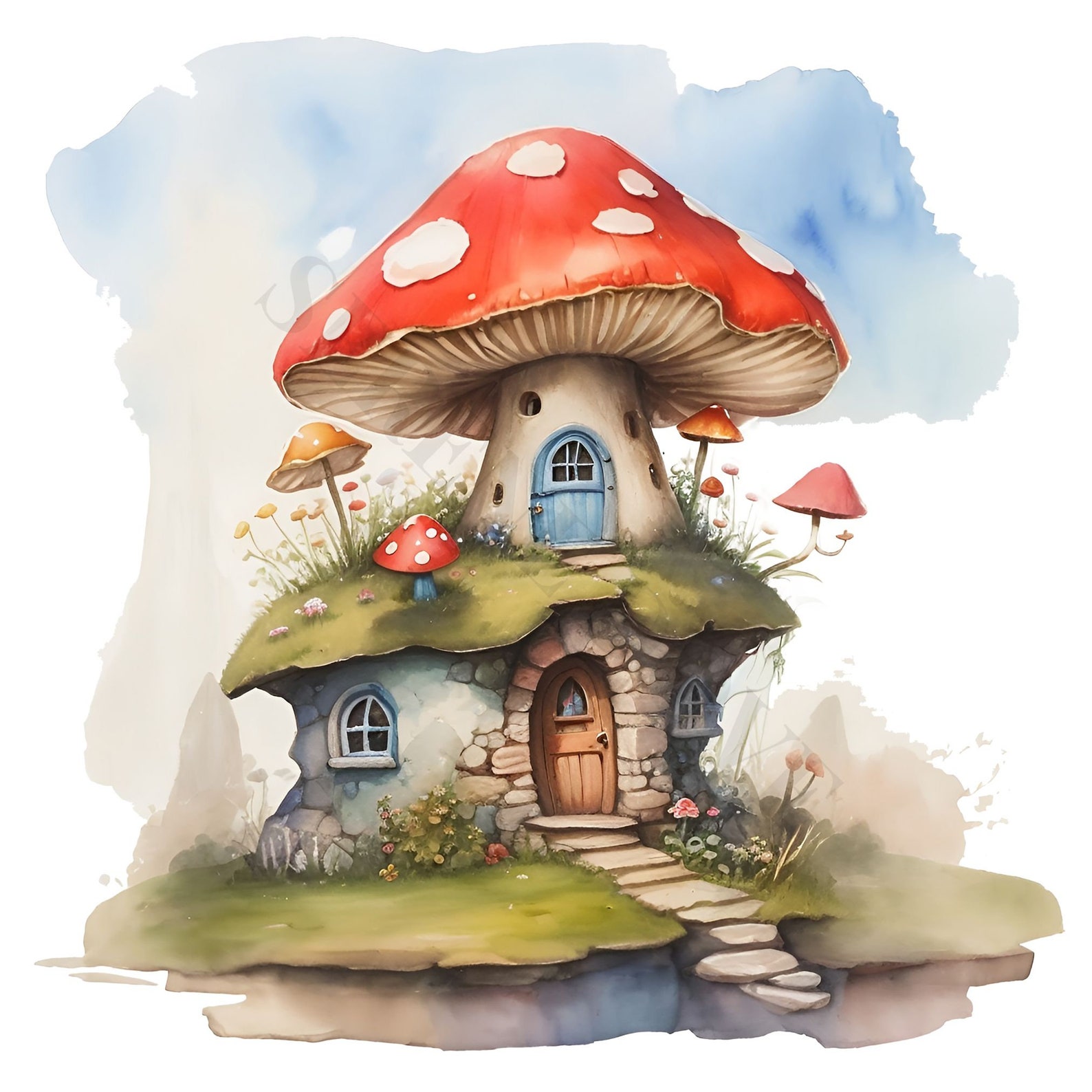 Toadstool House Clipart 10 High Quality Pngs Digital - Etsy