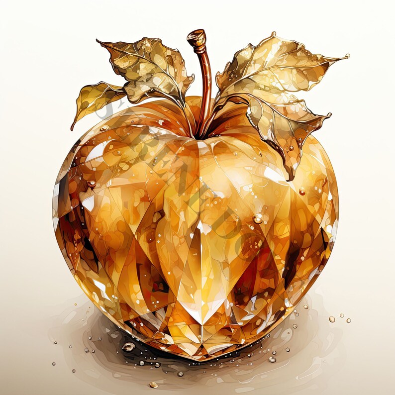 Crystal Apple Clipart - 12 High Quality Jpgs, Digital Paper Crafting ...