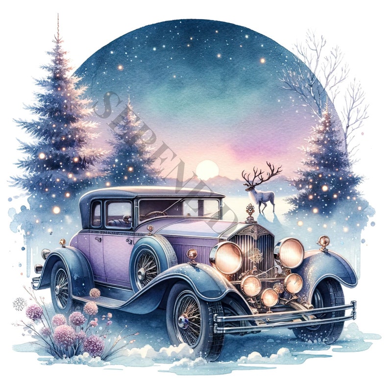 Winter Vintage Car Clipart - 16 High Quality Pngs, Memory Books, Junk ...