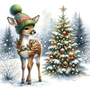 Christmas Fawn Clipart - 15 High Quality Pngs/jpgs, Digital Paper ...
