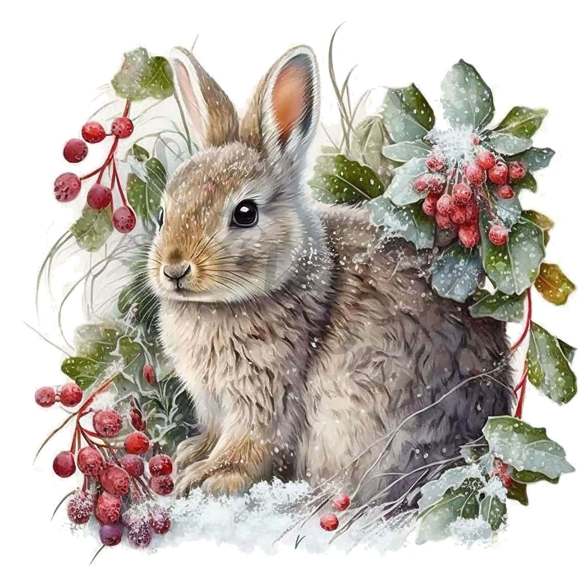 Winter Bunny Clipart 12 High Quality Pngs Digital Paper - Etsy