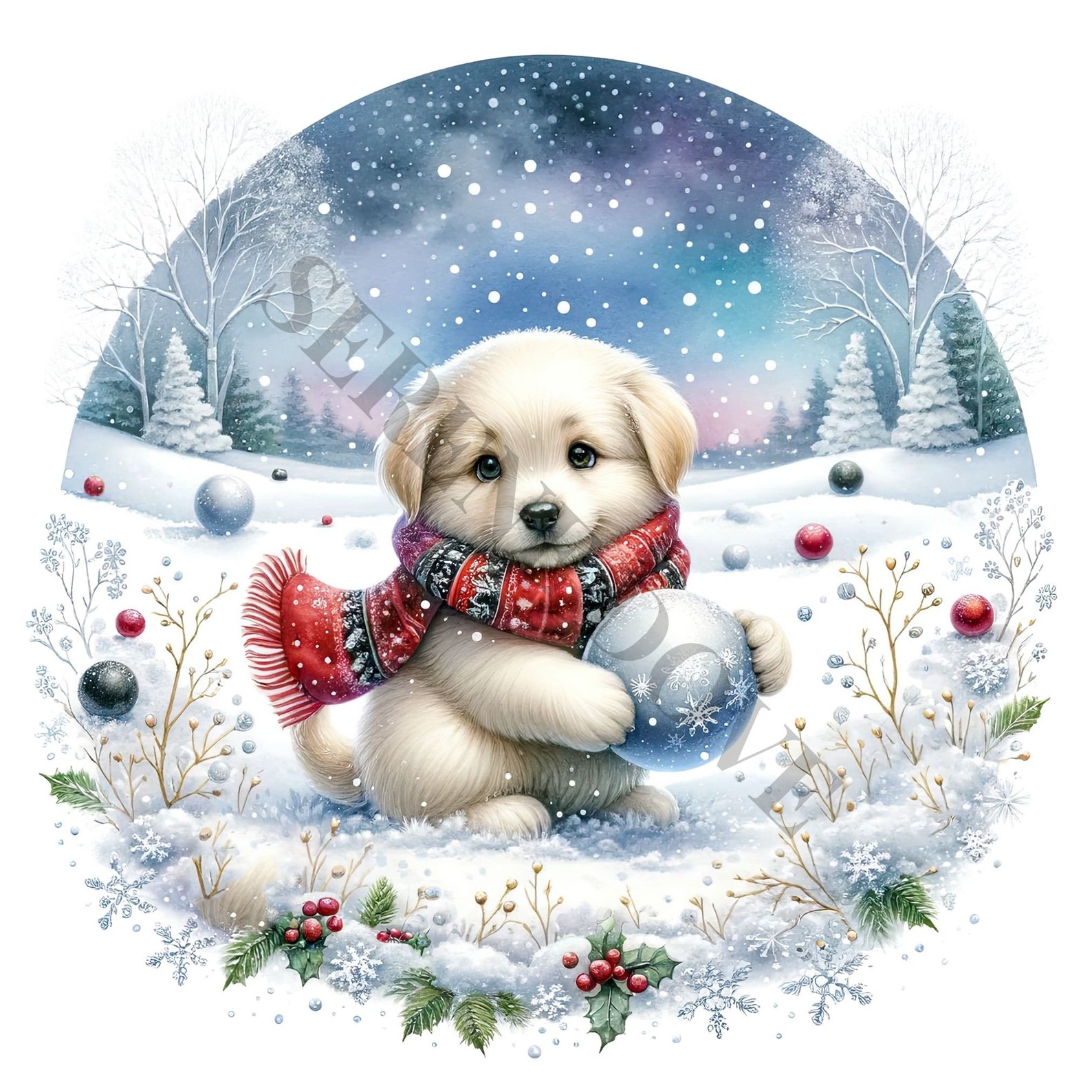 Winter Puppy Clipart 14 High Quality Pngs, Digital Download, Card ...