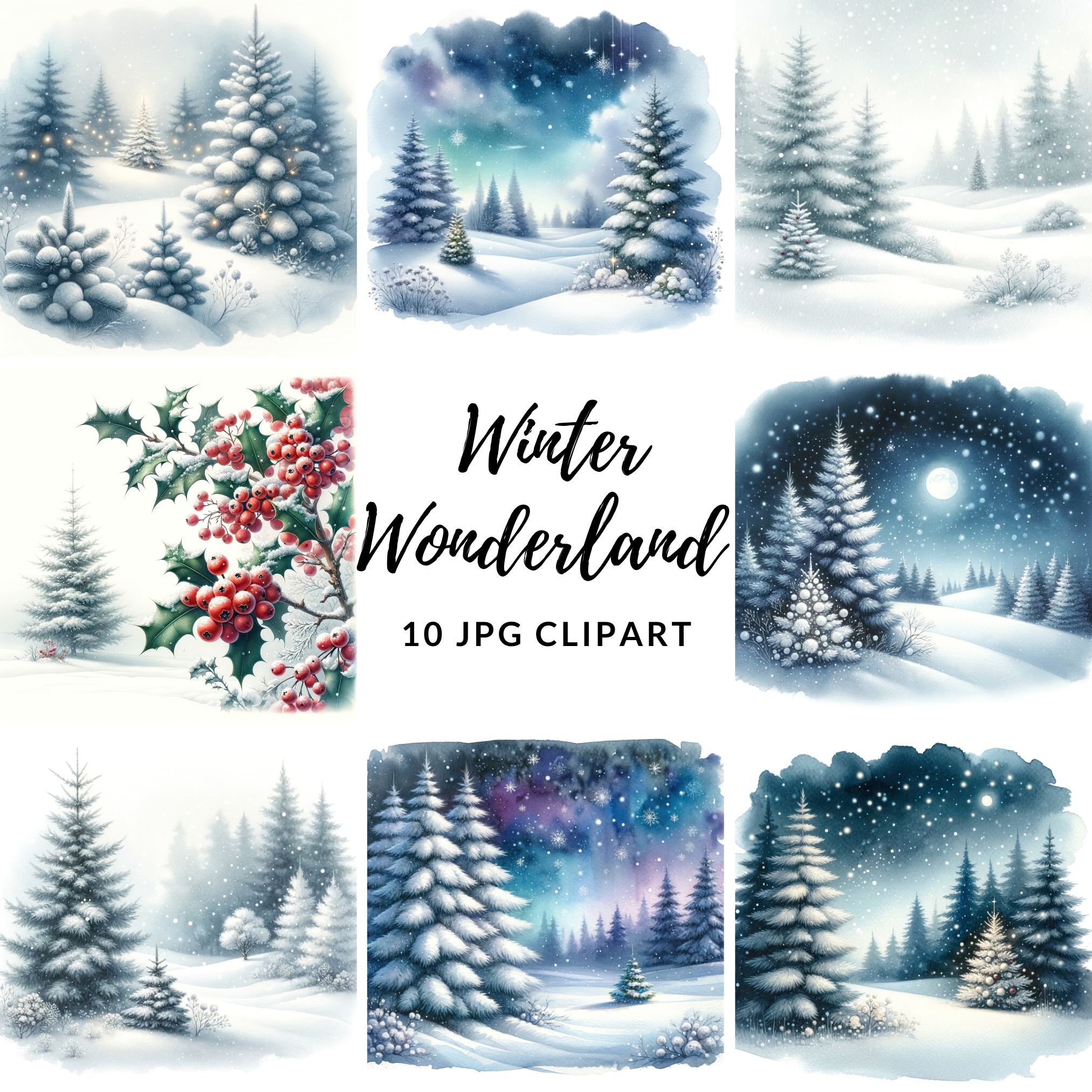 Winter Wonderland Clipart - 10 High Quality Jpgs, Digital Paper ...