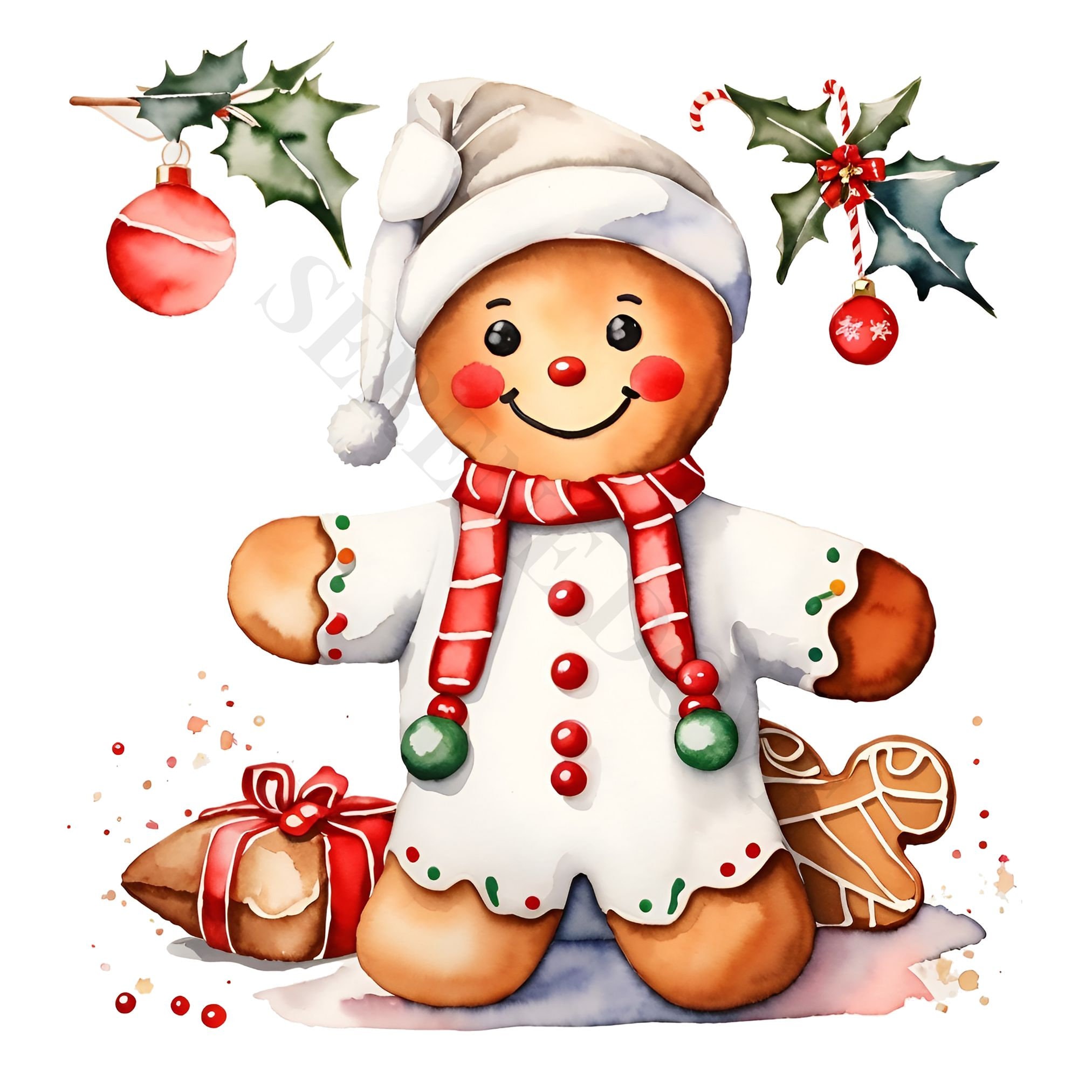 Watercolor Gingerbread Man Clipart – Christmas PNG Images (digital ...