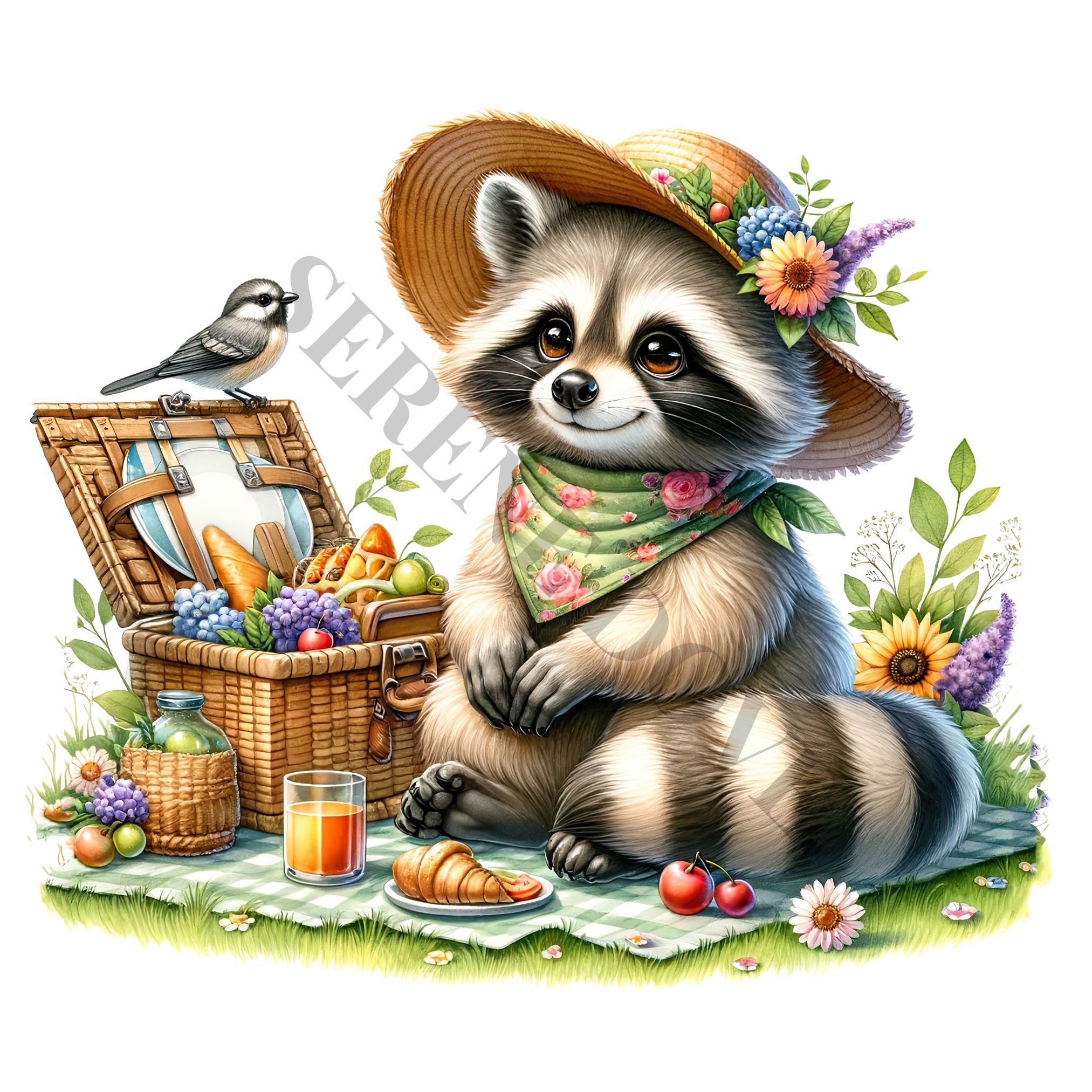 Cute Raccoon Clipart - 15 High Quality Pngs, Digital Download, Card ...