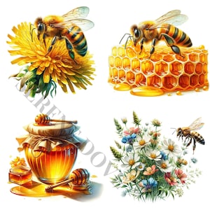 Honey and Bees Clipart - 18 High Quality Pngs, Digital Planner, Junk ...