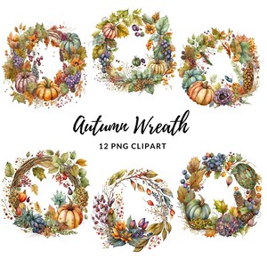 Thanksgiving / Autumn Wreath Clipart - 12 High Quality Pngs, Memory ...