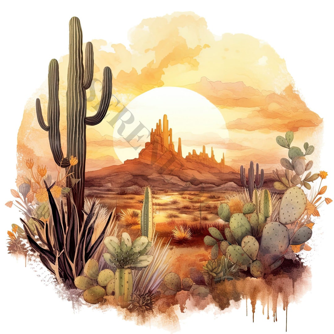 Desert Sunset Clipart - 14 High Quality Pngs, Digital Paper Crafting ...
