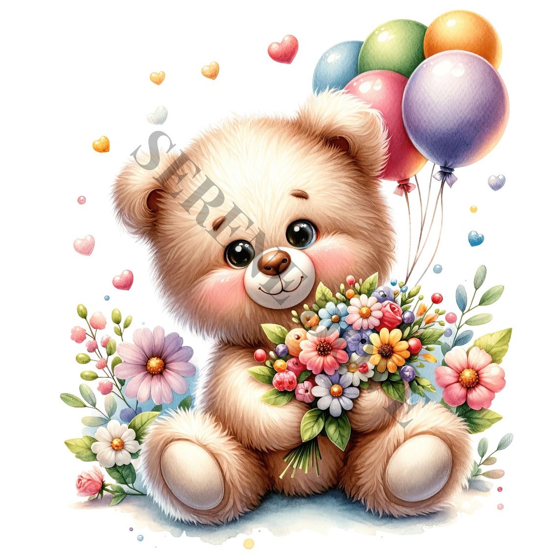 Birthday Teddy Bear Clipart 14 High Quality Pngs Memory - Etsy