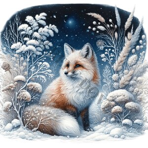 Winter Fox Clipart - 15 High Quality Pngs, Digital Download, Card ...