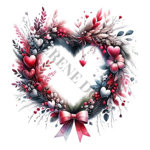 Floral Heart Wreath Clipart - 12 High Quality Pngs, Memory Book, Junk ...