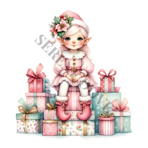 Pink Christmas Elf Clipart - 13 High Quality Pngs, Memory Book, Junk ...