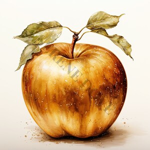Golden Apple Clipart - 12 High Quality Jpgs, Digital Paper Crafting ...