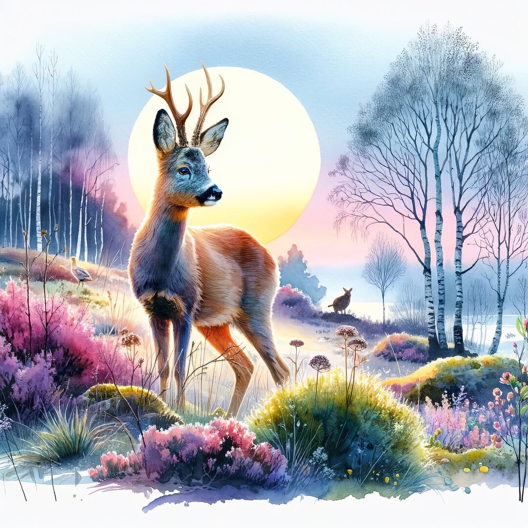 Spring Roe Deer Clipart - 20 High Quality Jpgs, Digital Paper Crafting ...