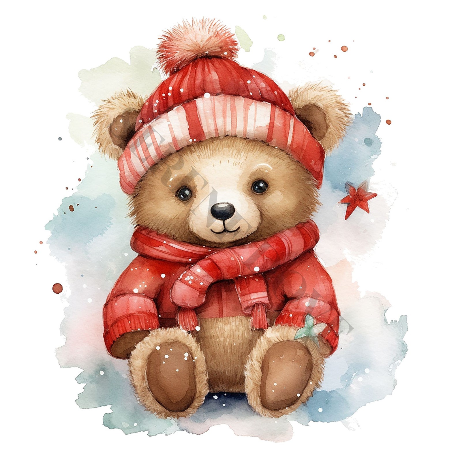 Christmas Teddy Bear Clipart 12 High Quality Pngs Memory - Etsy