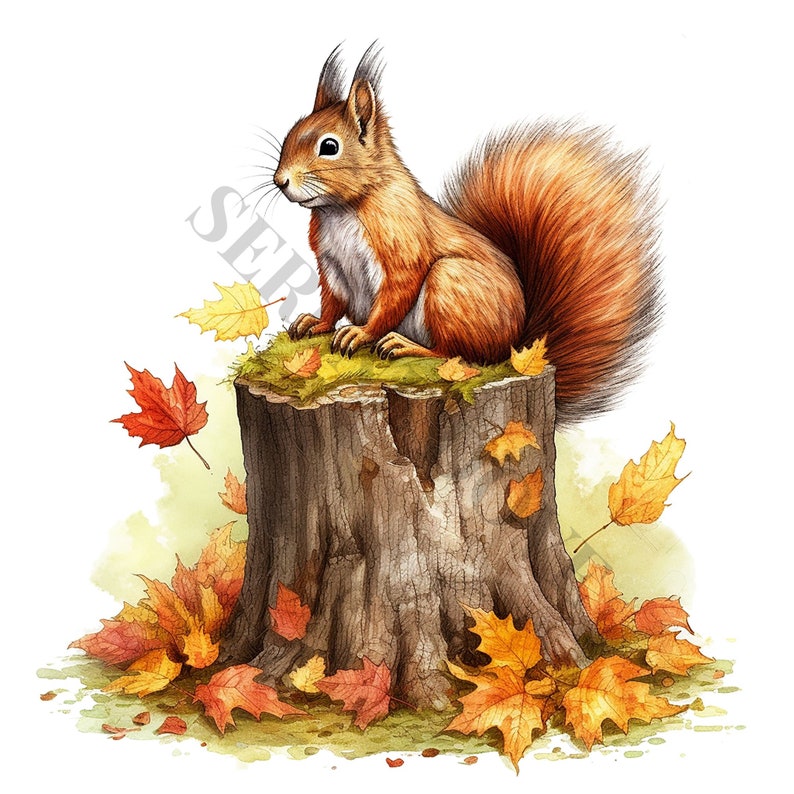 Autumn Squirrel Clipart 12 High Quality Pngs Digital - Etsy