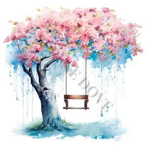 Spring Tree Swing Clipart - 14 High Quality Pngs, Digital Planner, Junk ...